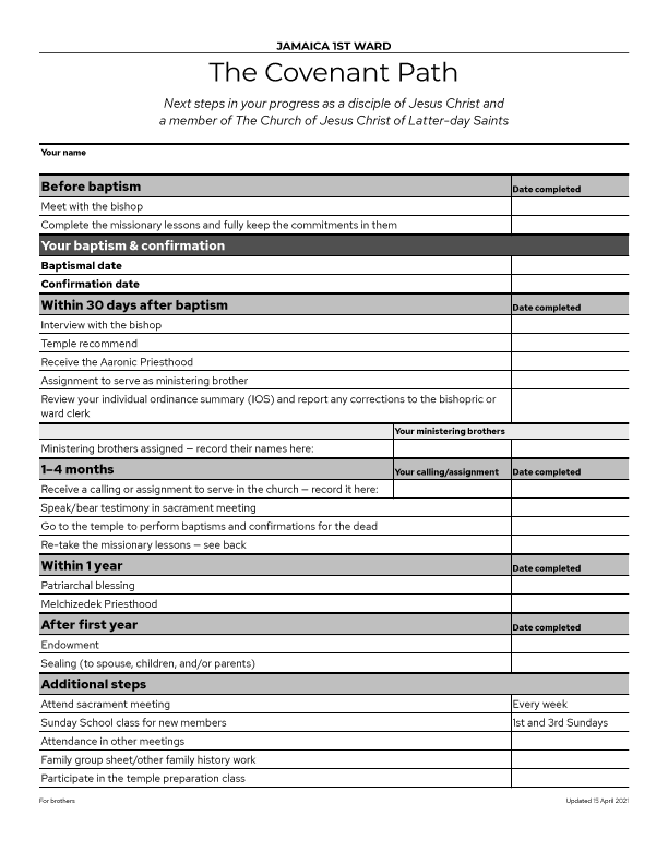 Resources to help new members progress on the covenant path – Jamaica ...